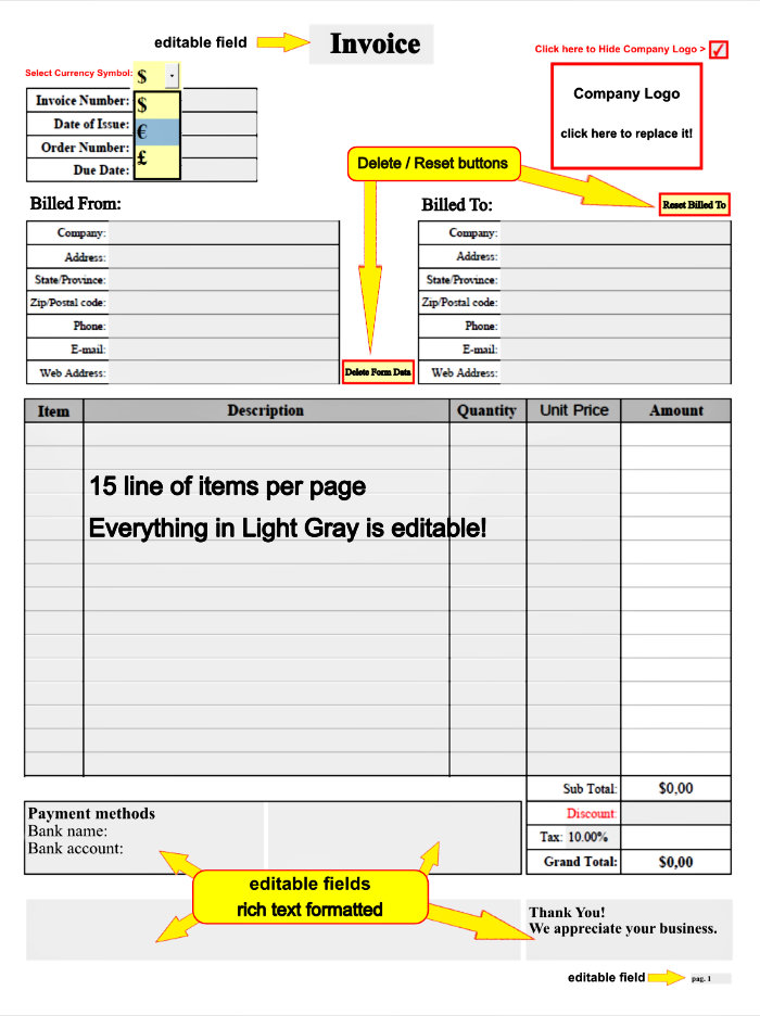 The Best PDF Invoice Template for Small Business - prima pagină